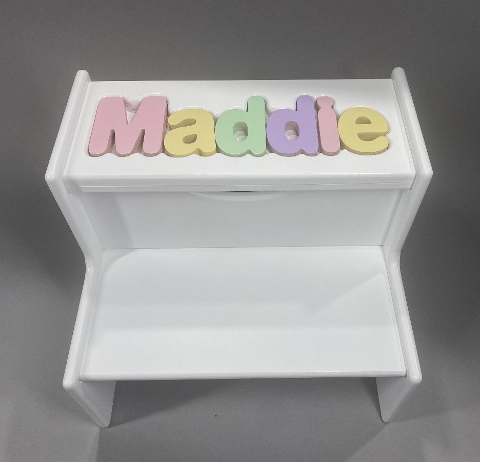 2 Step Puzzle Stool--Pastel Name