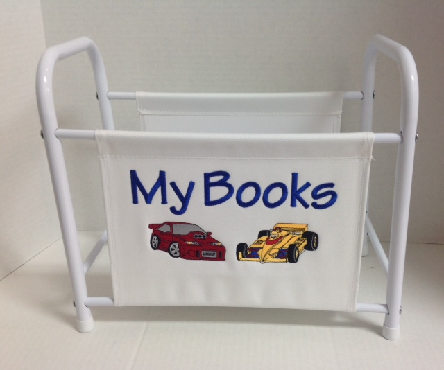 Race Car Embroidered Book Rack