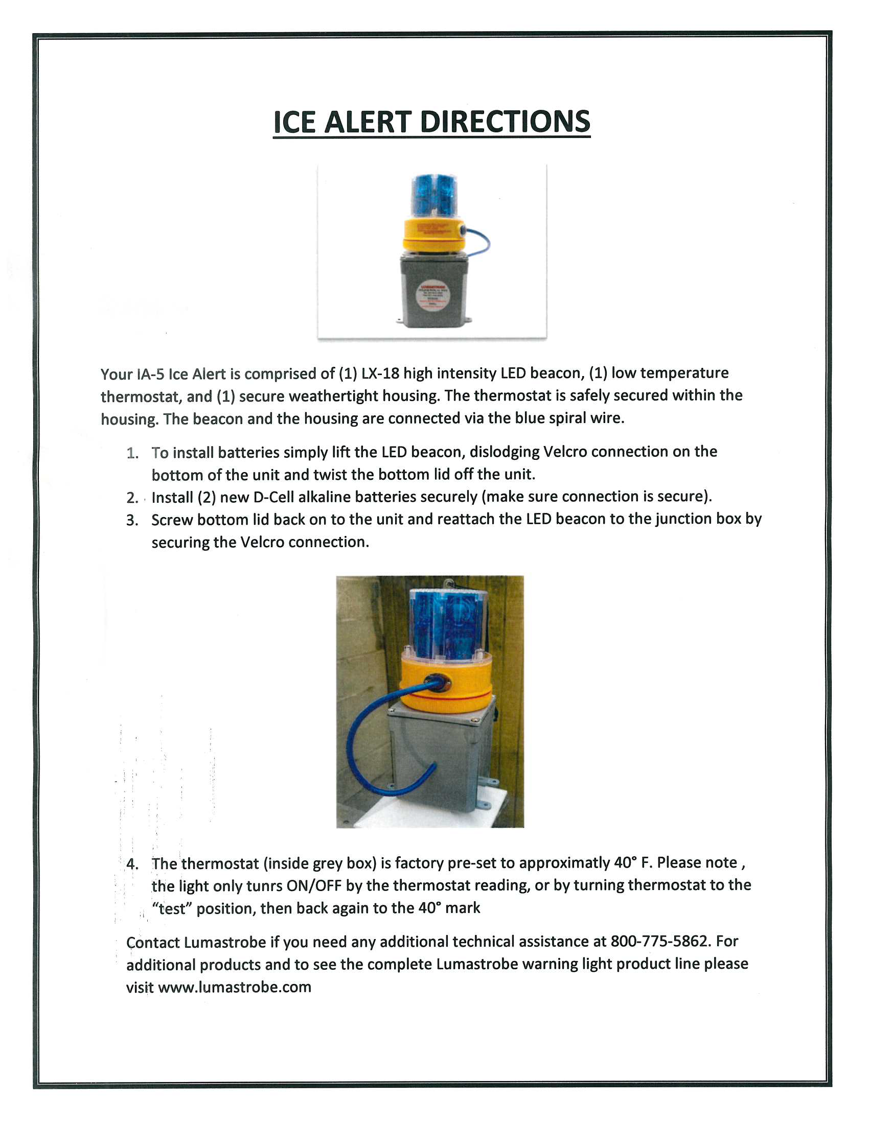 Ice Alert IA-5 Low Temperature Warning Light