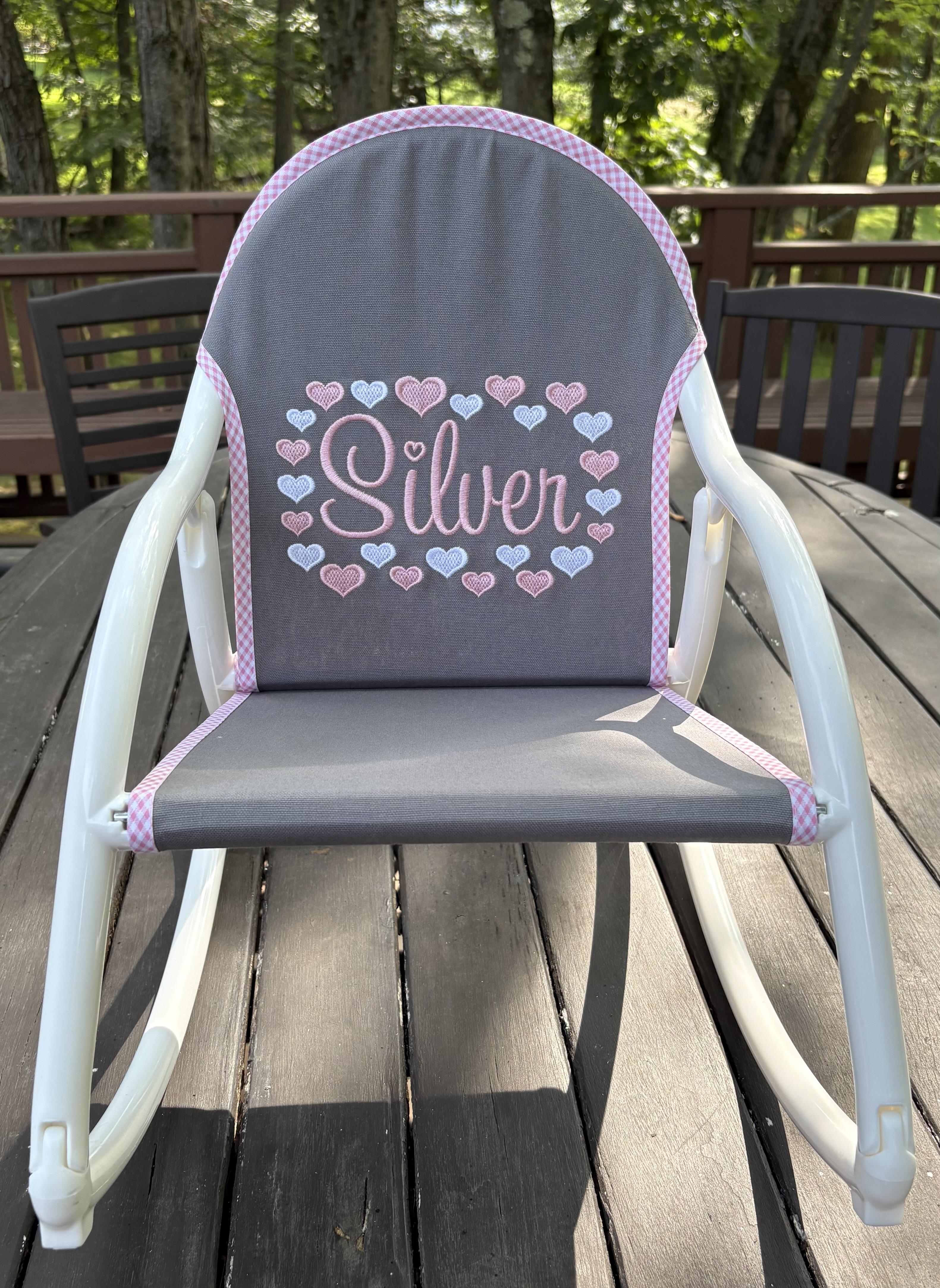 Hearts Rocking Chair-Gray Canvas